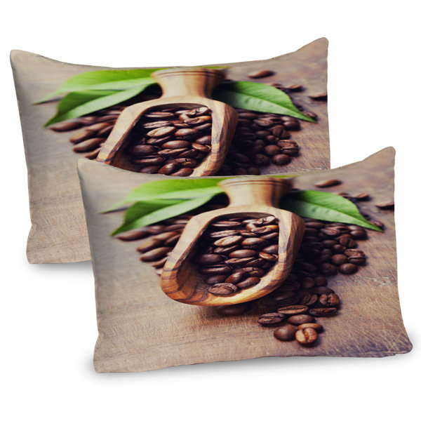 Ambesonne Coffee Pillow Sham 2 Pack Coffee Plant on Table Pale Caramel Green | Wayfair